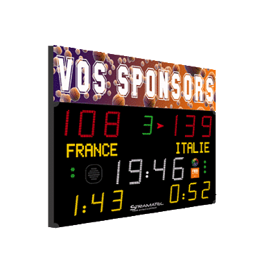 Tableau de score avec bandeau vidéo LED - Stramatel